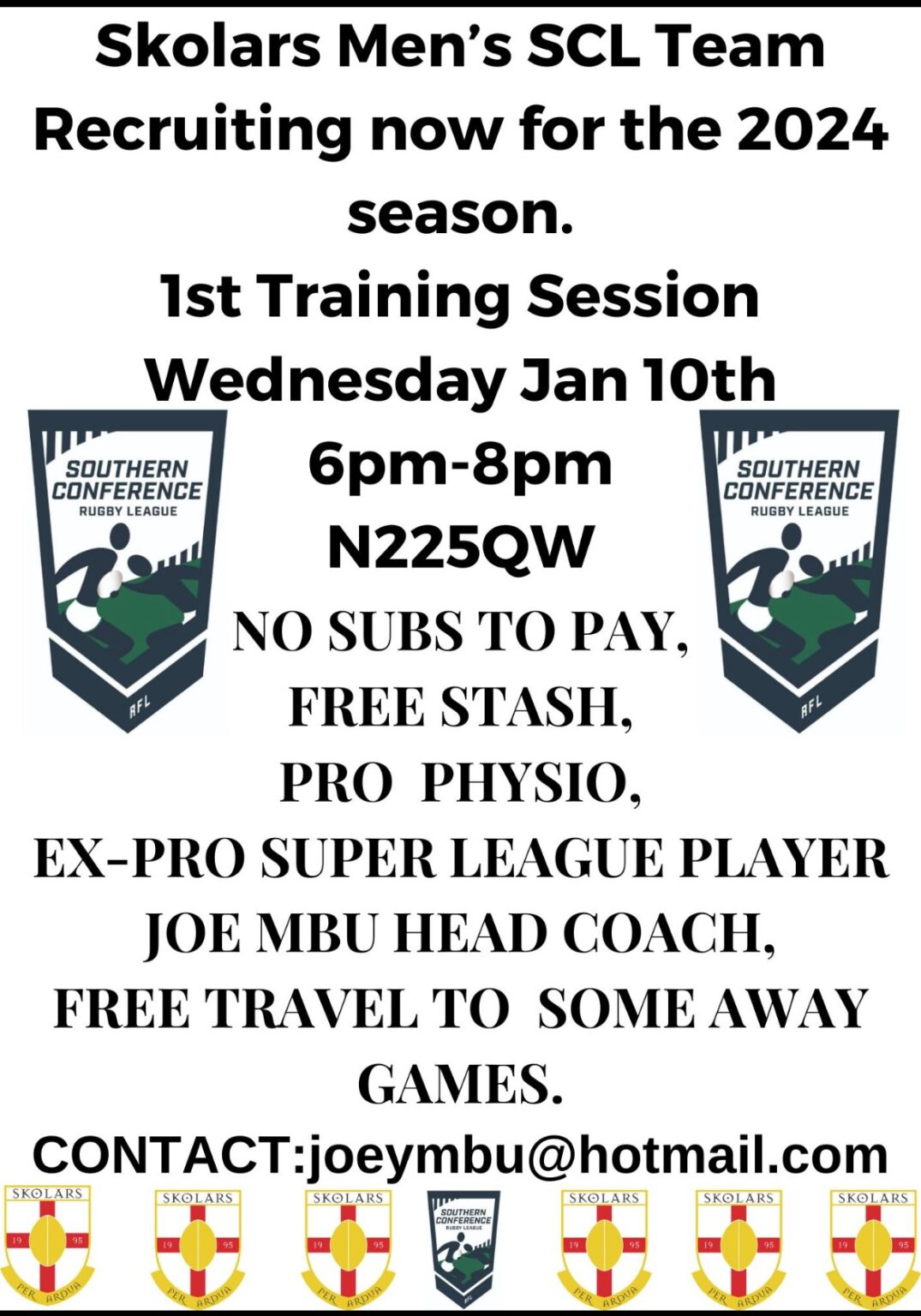 London Skolars » Skolars Now Recruiting Players for The 2024 SCL Campaign